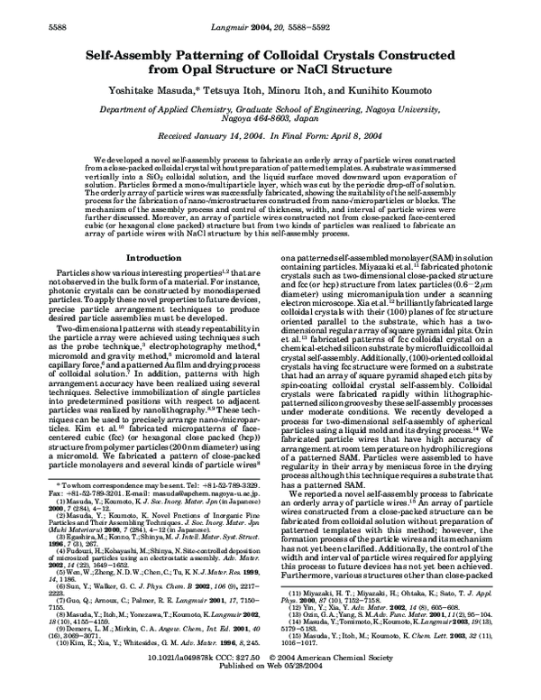 (PDF) Self-Assembly Patterning of Colloidal Crystals Constructed from Opal Structure or NaCl ...