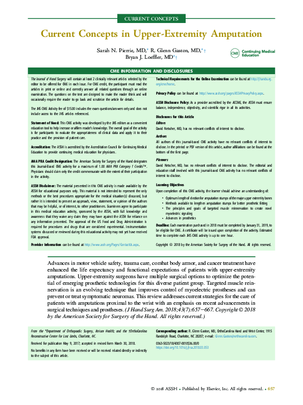 (PDF) Current Concepts in Upper-Extremity Amputation