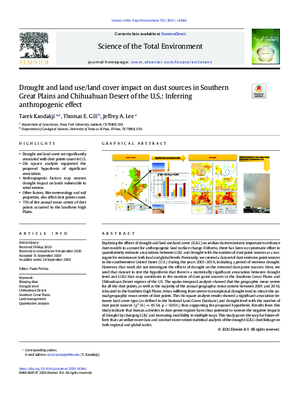 (PDF) Drought and land use/land cover impact on dust sources in ...