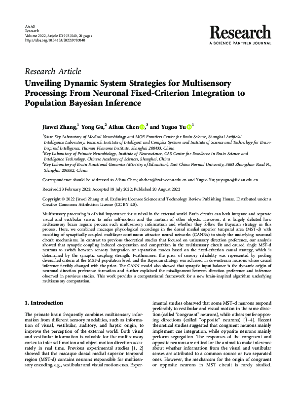 (PDF) Unveiling Dynamic System Strategies for Multisensory Processing: From Neuronal Fixed ...