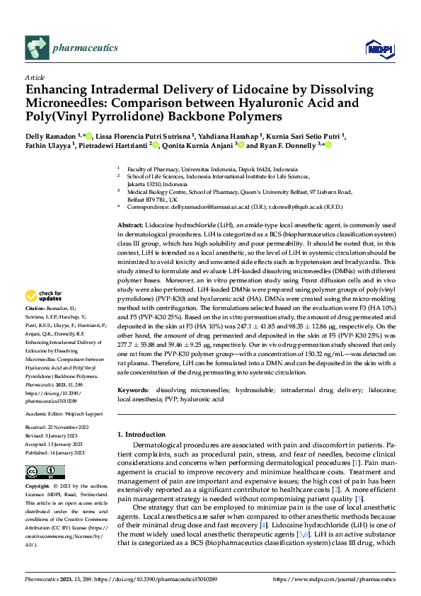 (PDF) Enhancing Intradermal Delivery of Lidocaine by Dissolving ...