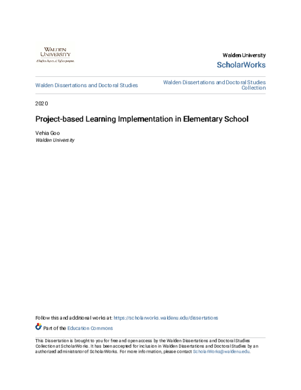 (PDF) Project-based Learning Implementation in Elementary School
