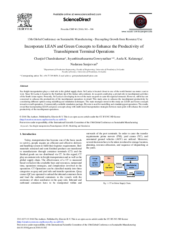 (PDF) LEAN and Green Strategies for Port Productivity