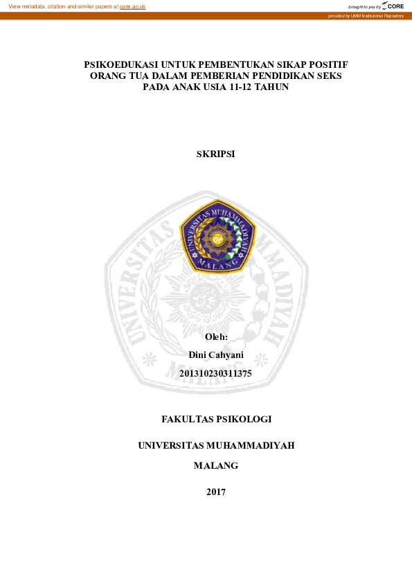 (PDF) Psikoedukasi Untuk Pembentukan Sikap Positif Orang Tua Dalam Pemberian Pendidikan Seks ...