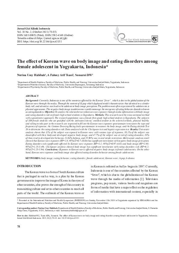 (PDF) The effect of Korean wave on body image and eating disorders ...