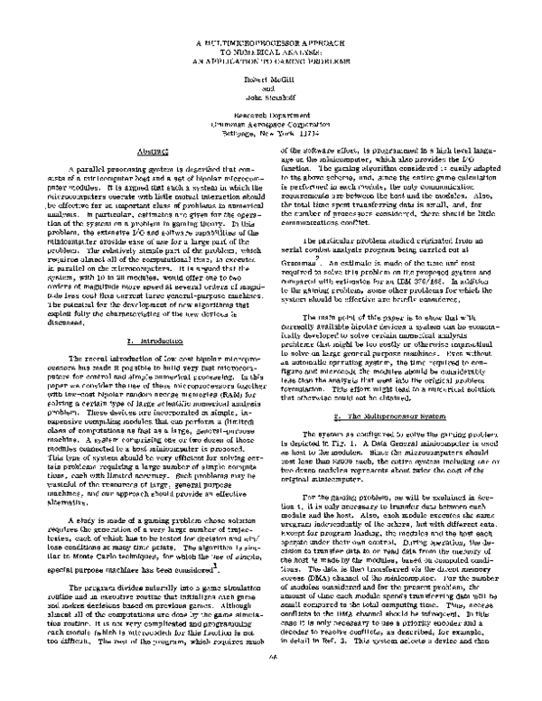 (PDF) A multimicroprocessor approach to numerical analysis | John ...