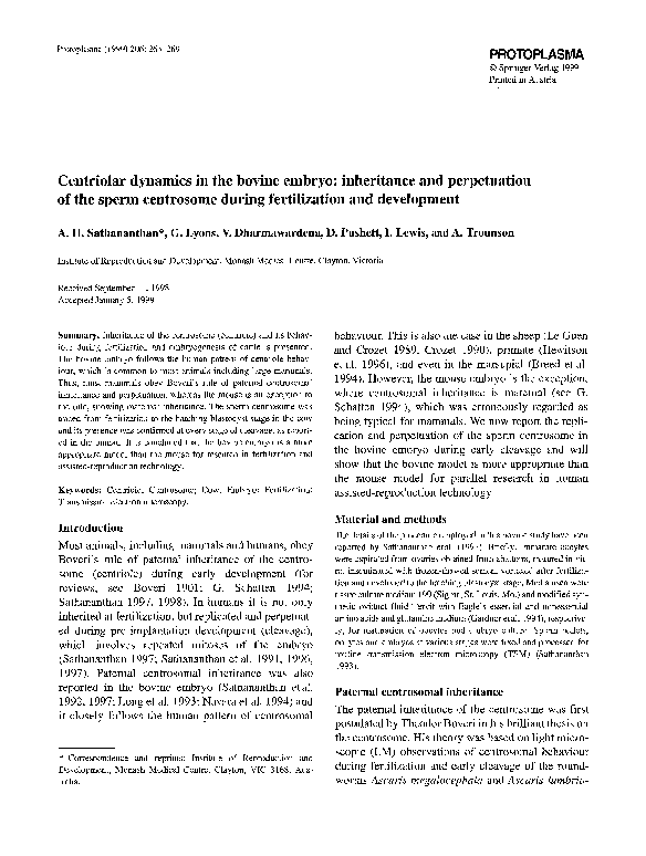 (PDF) Centriolar dynamics in the bovine embryo: inheritance and ...