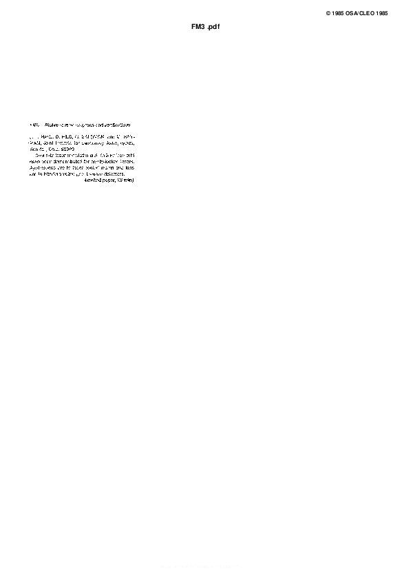 (PDF) Stable lasers: progress and applications