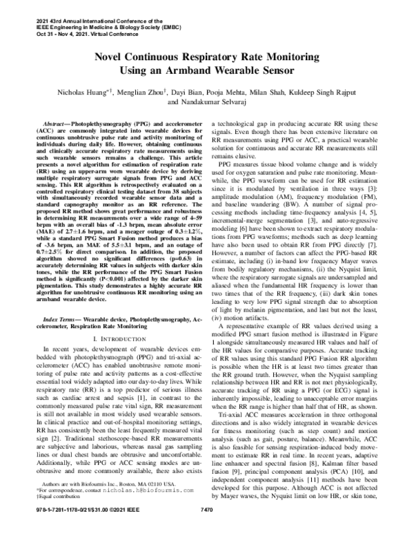 (PDF) Novel Continuous Respiratory Rate Monitoring Using an Armband ...