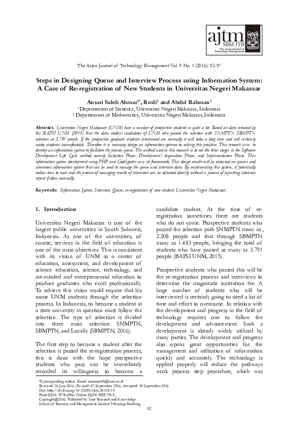 (PDF) The Development of Research Management Information System Based on Web at Universitas ...