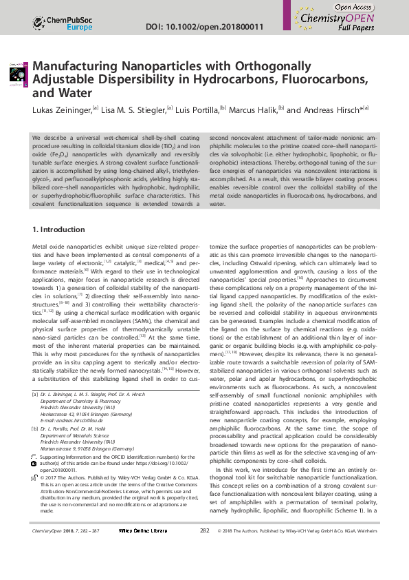 (PDF) Front Cover: Manufacturing Nanoparticles with Orthogonally ...