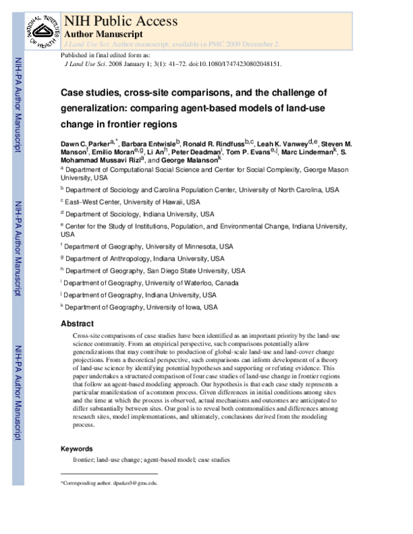 (PDF) Case studies, cross-site comparisons, and the challenge of generalization: comparing agent ...