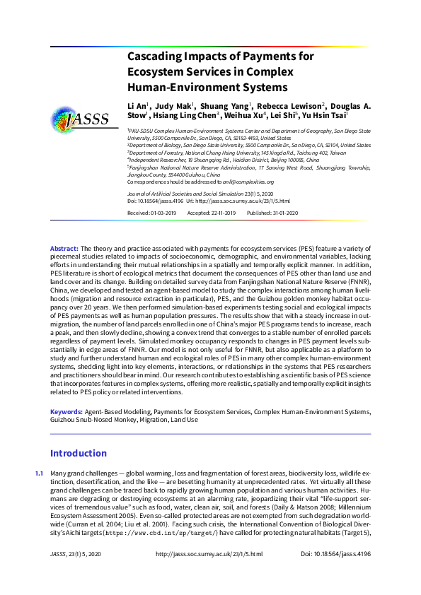 (PDF) Cascading Impacts of Payments for Ecosystem Services in Complex ...