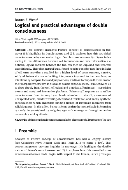 (PDF) Logical and practical advantages of double consciousness