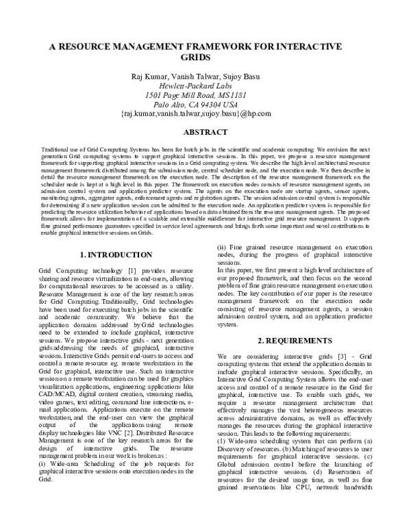 (PDF) A resource management framework for interactive Grids