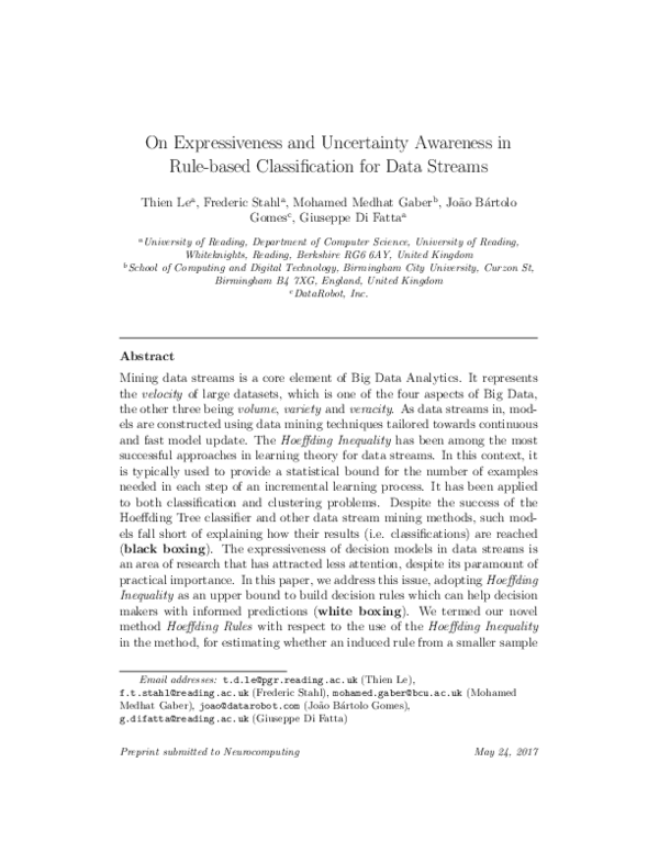 (PDF) On expressiveness and uncertainty awareness in rule-based classification for data streams ...
