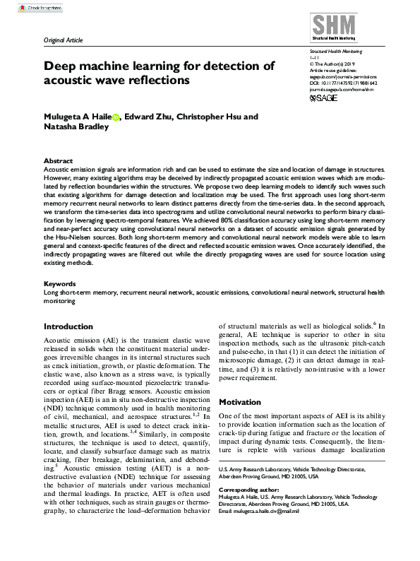 (PDF) Deep machine learning for detection of acoustic wave reflections