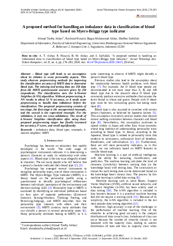(PDF) A proposed method for handling an imbalance data in classification of blood type based on ...