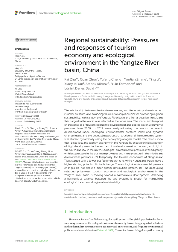 (PDF) Regional sustainability: Pressures and responses of tourism ...