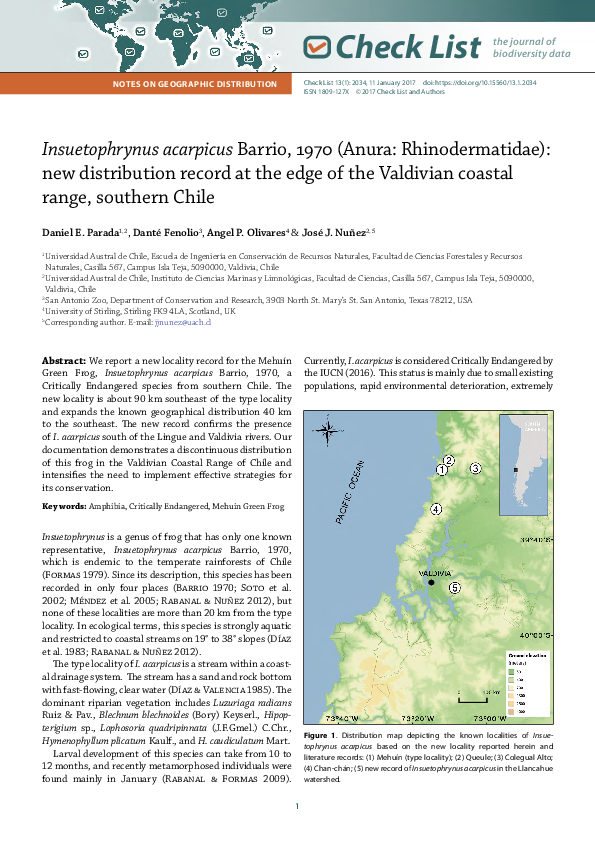 (PDF) Insuetophrynus acarpicus Barrio, 1970 (Anura: Rhinodermatidae ...