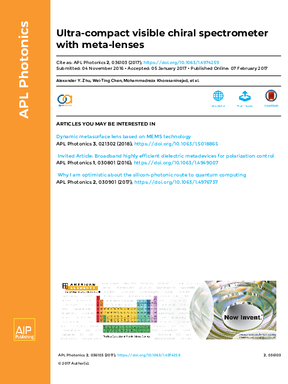 (PDF) Ultra-compact visible chiral spectrometer with meta-lenses