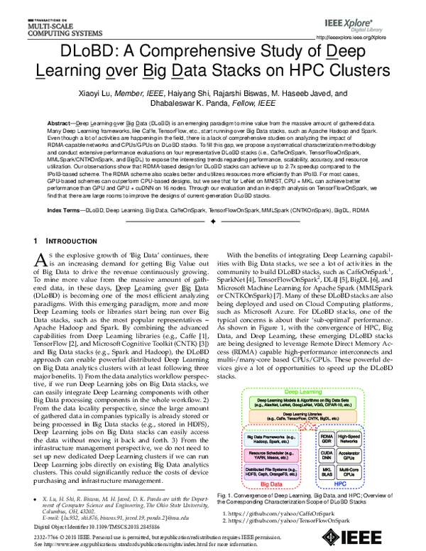 (PDF) DLoBD: A Comprehensive Study of Deep Learning over Big Data Stacks on HPC Clusters