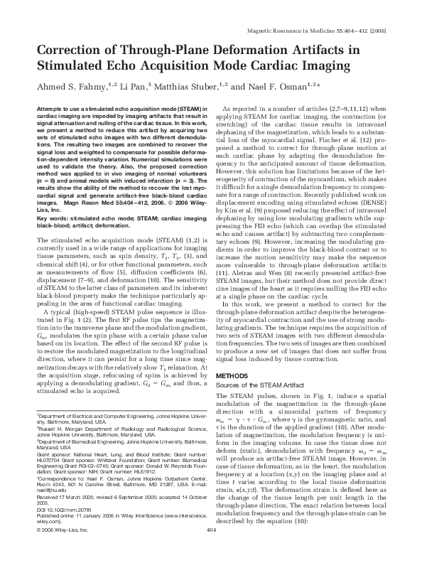(PDF) Correction of through-plane deformation artifacts in stimulated ...