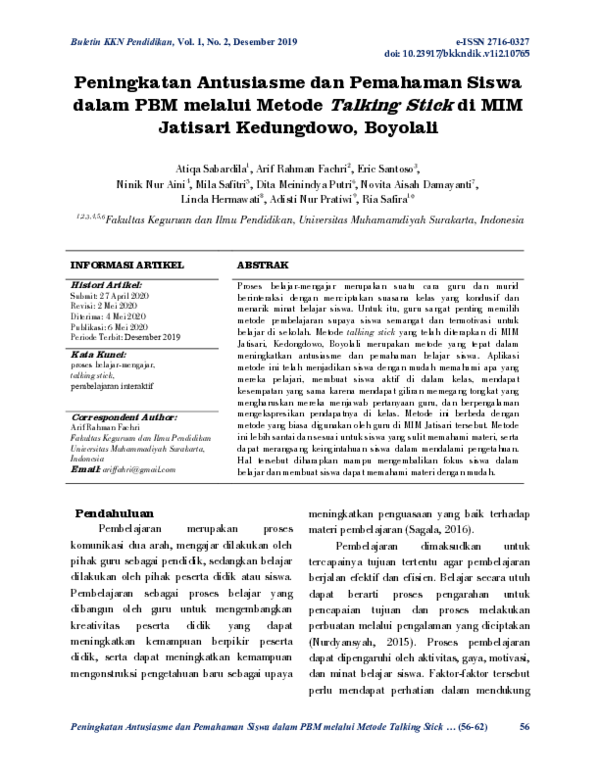 (PDF) Peningkatan Antusiasme dan Pemahaman Siswa dalam PBM melalui ...