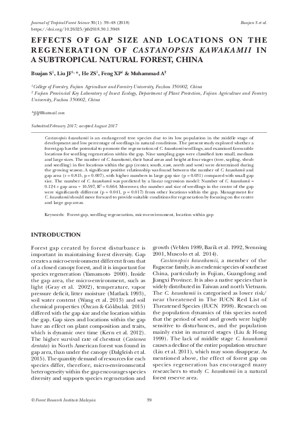 (PDF) Effects of Gap Size and Locations on the Regeneration of ...