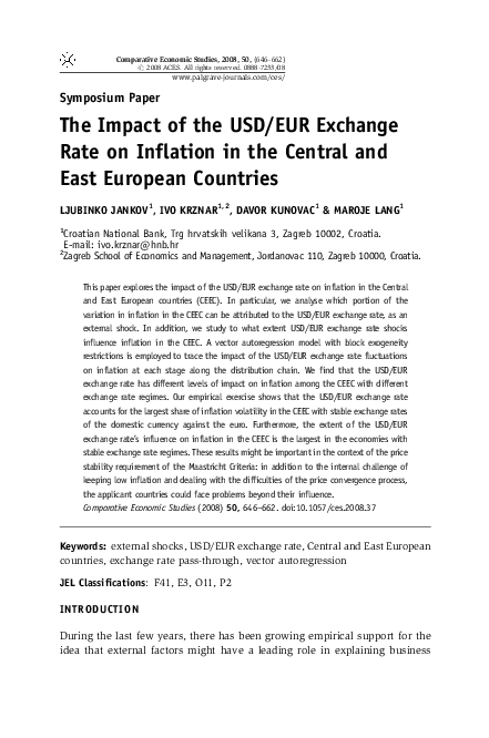 (PDF) The Impact of the USD/EUR Exchange Rate on Inflation in the ...