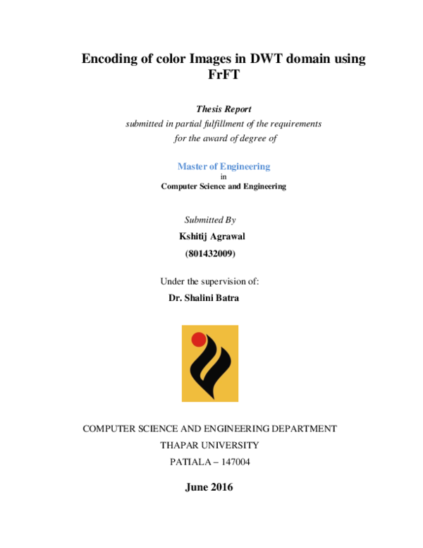 Pdf Encoding Of Color Images In Dwt Domain Using Frft Shalini Batra