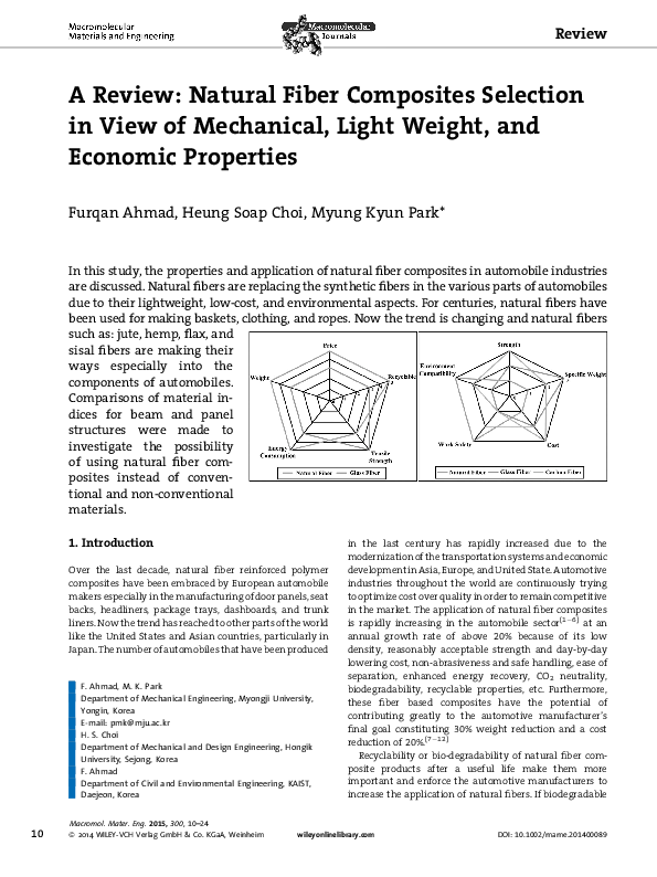 (PDF) A Review: Natural Fiber Composites Selection in View of ...