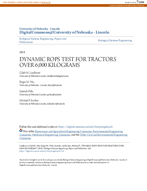 (PDF) Dynamic ROPS Test for Tractors over 6,000 Kilograms