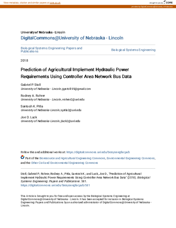 (PDF) Prediction of Agricultural Implement Hydraulic Power Requirements Using Controller Area ...