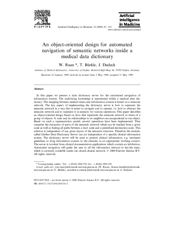 (PDF) An object-oriented design for automated navigation of semantic networks inside a medical ...
