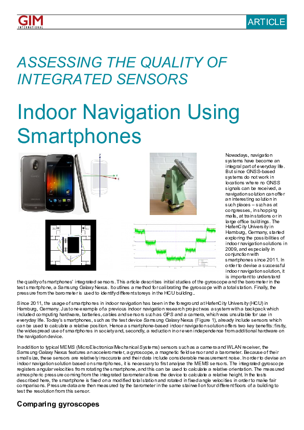 (PDF) Indoor Navigation using Smartphones