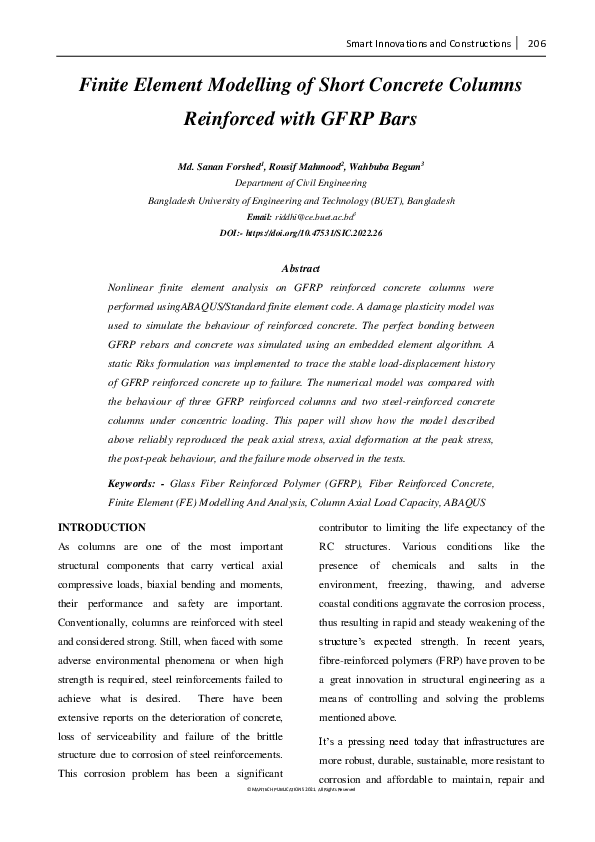 (PDF) Finite Element Modelling of Short Concrete Columns Reinforced ...