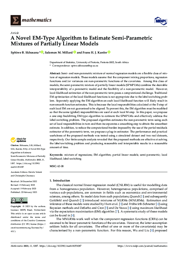 (PDF) A Novel EM-Type Algorithm to Estimate Semi-Parametric Mixtures of Partially Linear Models
