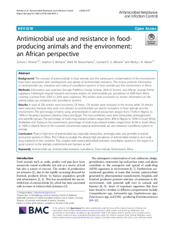 (PDF) Antimicrobial use and resistance in food-producing animals and ...