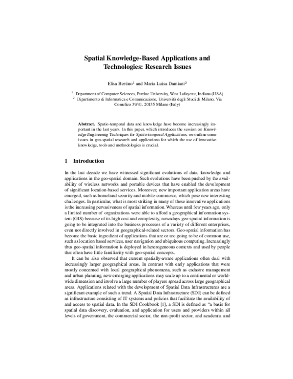 (PDF) Spatial Knowledge-Based Applications and Technologies: Research Issues | Maria Luisa ...
