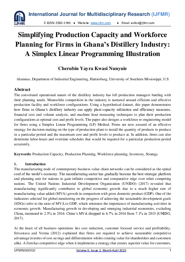 (PDF) Simplifying Production Capacity and Workforce Planning for Firms ...
