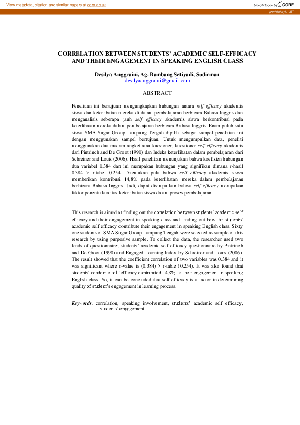 (PDF) Correlation Between Students’ Academic Self Efficacy and Their Engagement in Speaking ...