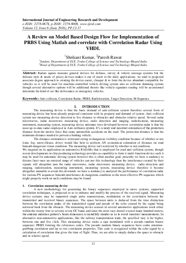 Pdf A Review On Model Based Design Flow For Implementation Of Prbs Using Matlab And Correlate