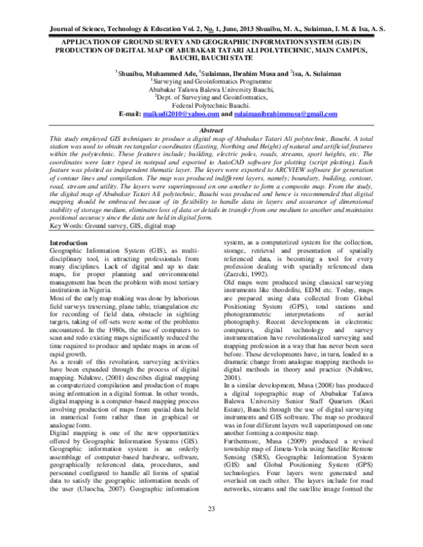 (PDF) Application of Ground Survey and Geographic Information System ...