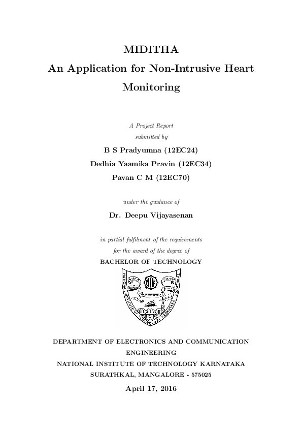 (PDF) MIDITHA An Application for Non-Intrusive Heart Monitoring