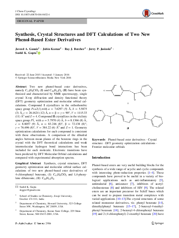 (PDF) Synthesis, Crystal Structures and DFT Calculations of Two Schiff Base Derivatives of (2 ...