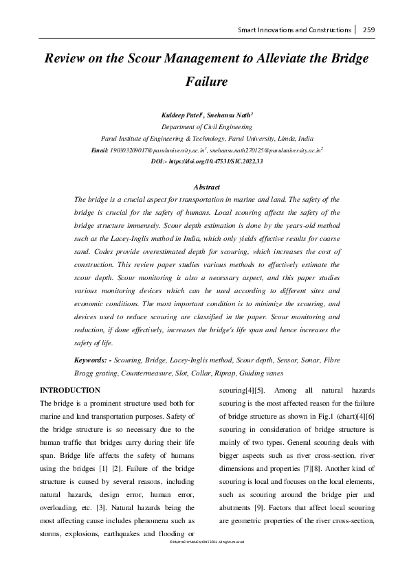 (PDF) Review on the Scour Management to Alleviate the Bridge Failure