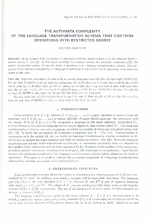 (PDF) The automata complexity of the language transformation schema that contains operations ...