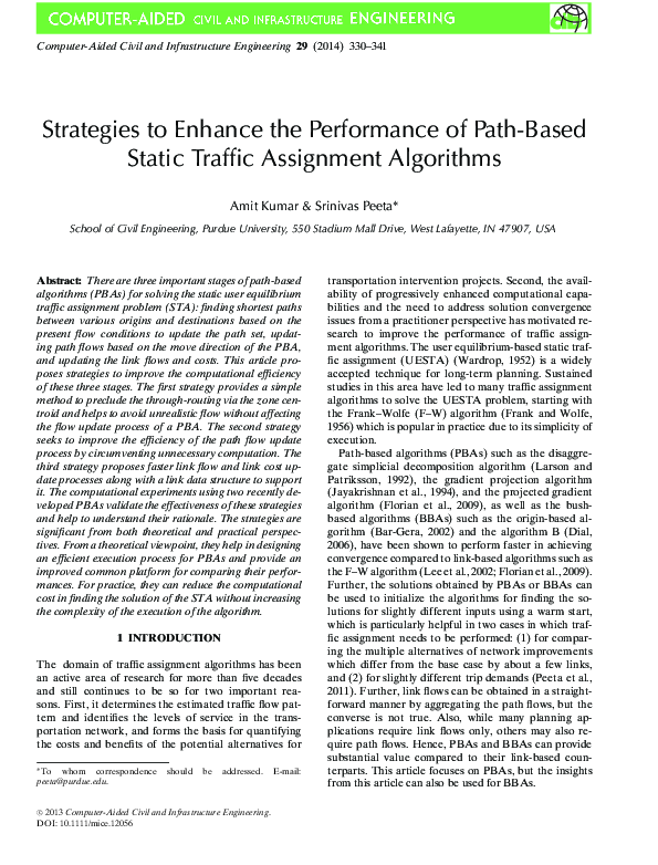 (PDF) Strategies to Enhance the Performance of Path-Based Static Traffic Assignment Algorithms
