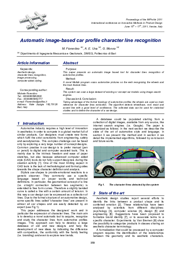 (PDF) Automatic image-based car profile character line recognition
